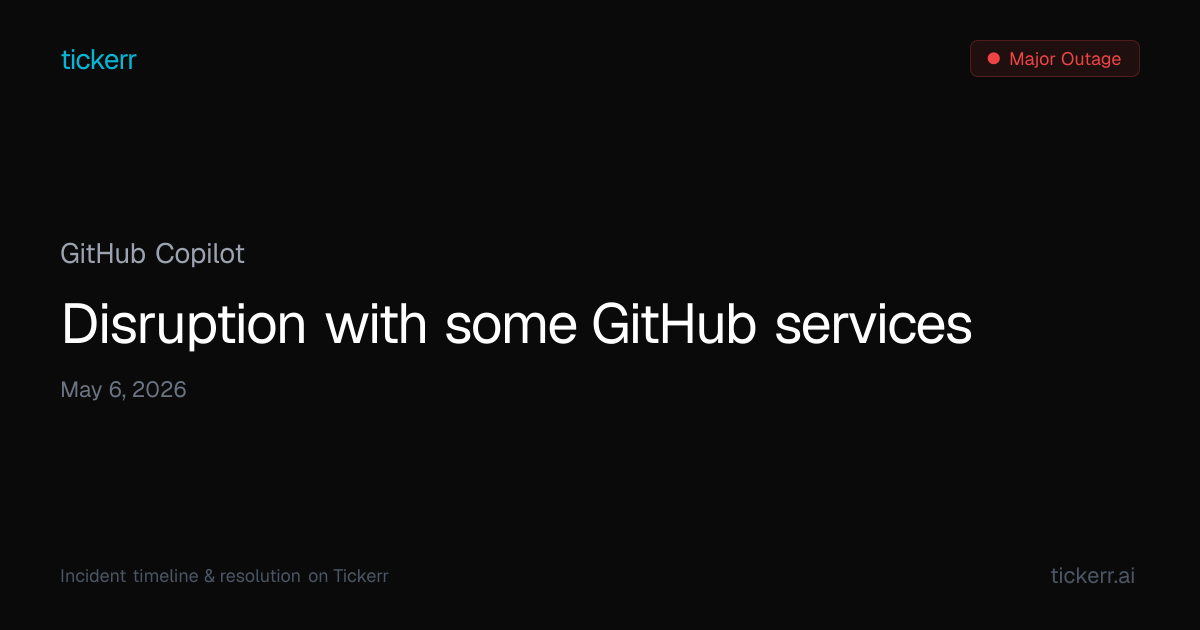 GitHub Copilot Outage May 6, 2026 - Timeline & Impact | Tickerr